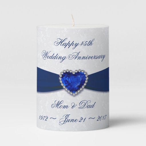 Soft Damask 45th Wedding Anniversary Pillar Candle | Zazzle