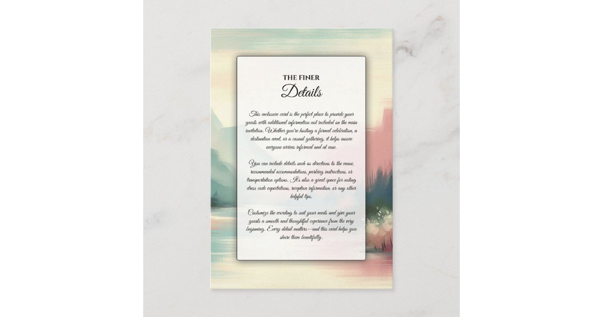 Soft Echoes of the Mountains Enclosure Card | Zazzle