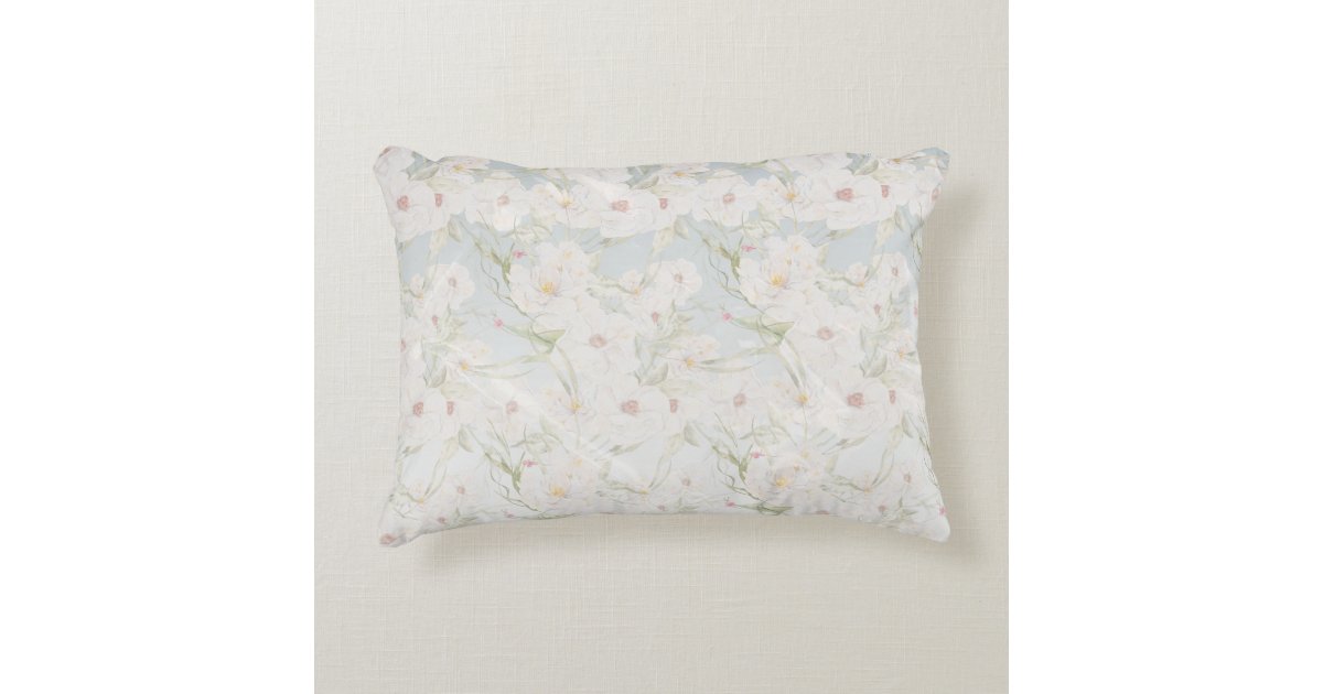 Soft Elegant White Floral Pattern Accent Pillow | Zazzle