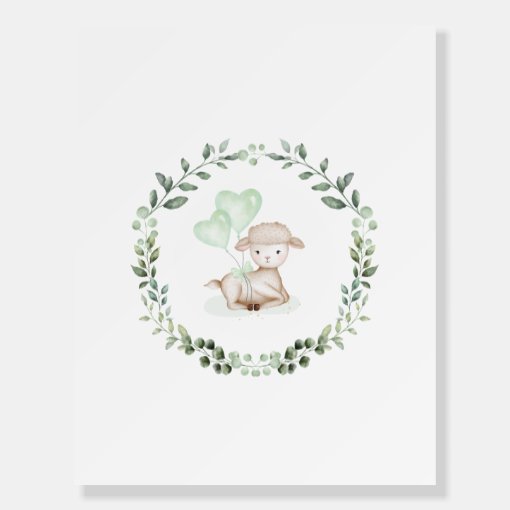 Soft Eucalyptus Lamb Balloons Baby Shower Welcome Foam Board | Zazzle