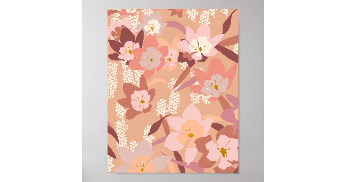 Soft Flowers - Peach Poster | Zazzle