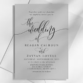 Soft Gray Simple Modern Script Wedding Invitation | Zazzle