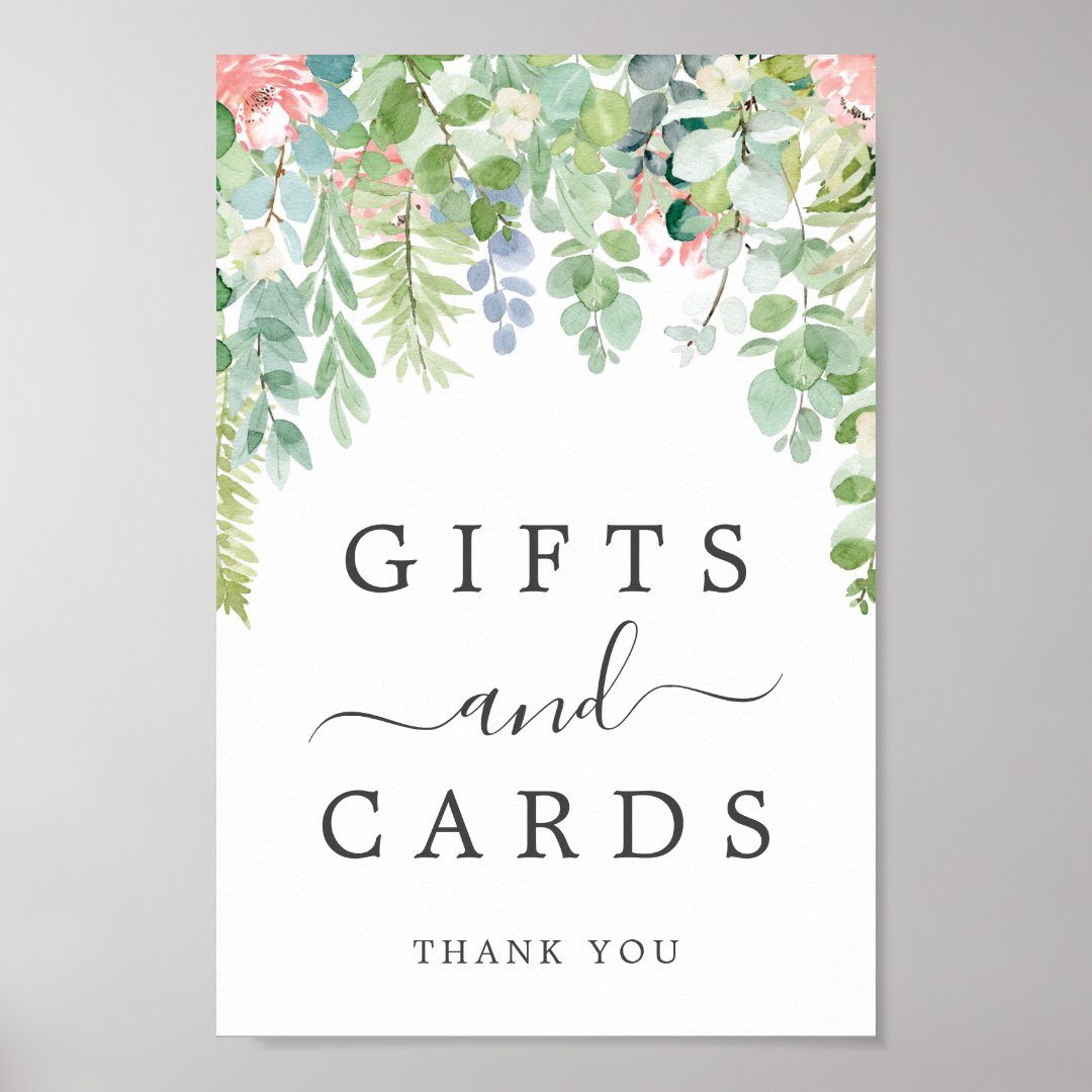 Soft Greenery Gifts and Cards Sign | Zazzle