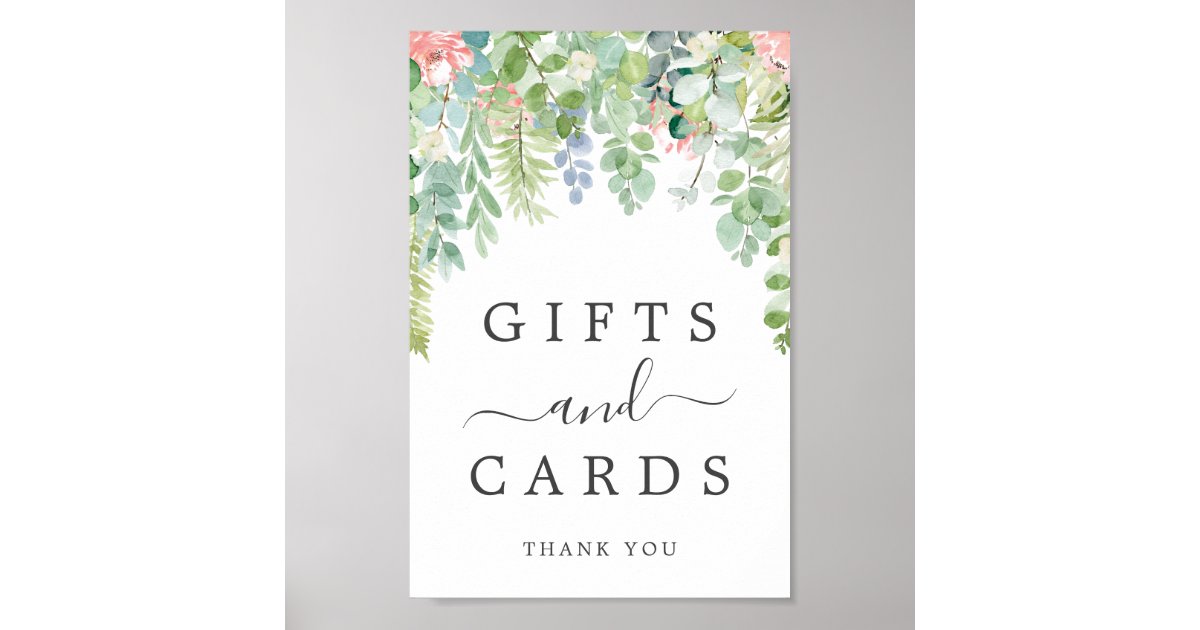 Soft Greenery Gifts and Cards Sign | Zazzle