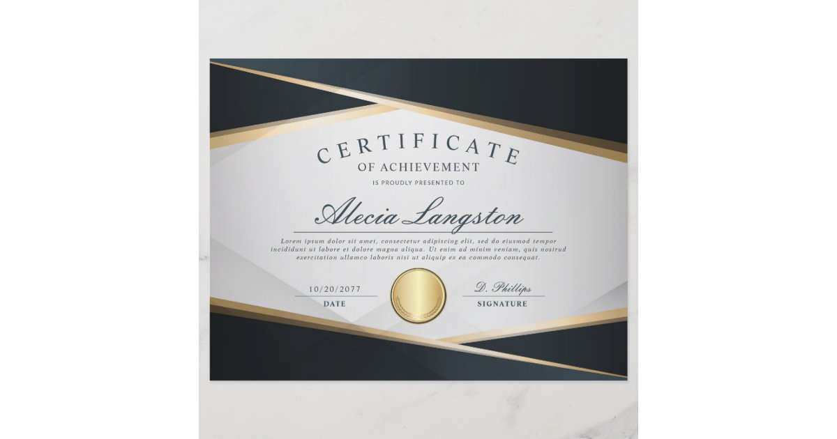 Soft Grey & Gold Certificate of Achievement Award | Zazzle