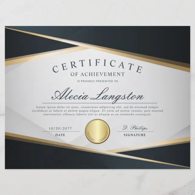 Soft Grey & Gold Certificate of Achievement Award | Zazzle