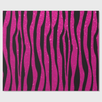 Soft Hot Pink Glitter Zebra Animal Prints Wrapping Paper | Zazzle