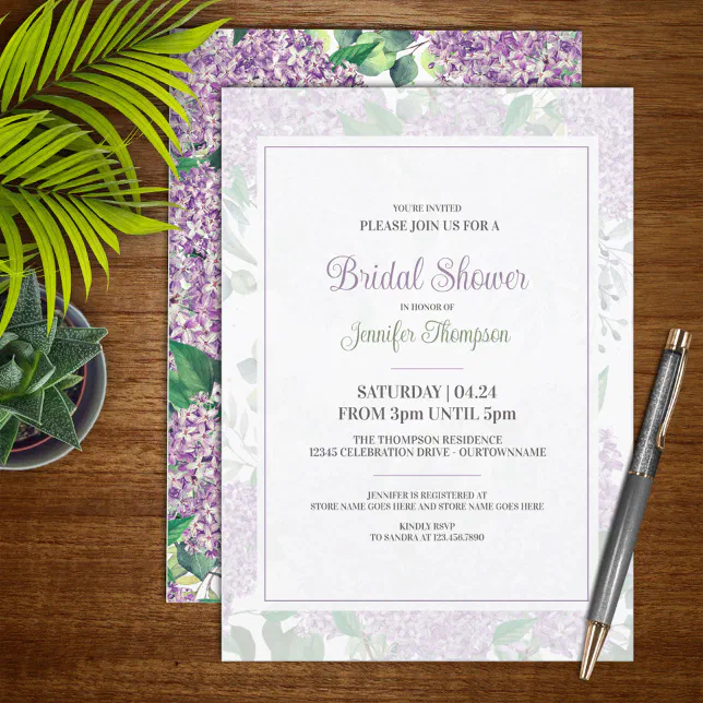 Soft Lilac Bridal Shower Invitation | Zazzle
