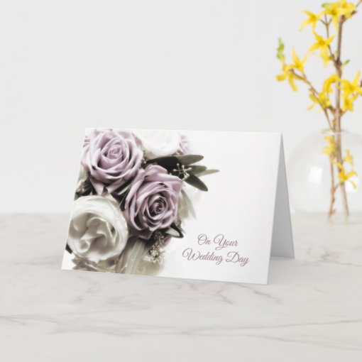 Soft Lilac Rose Bouquet, Wedding Congratulations Card | Zazzle