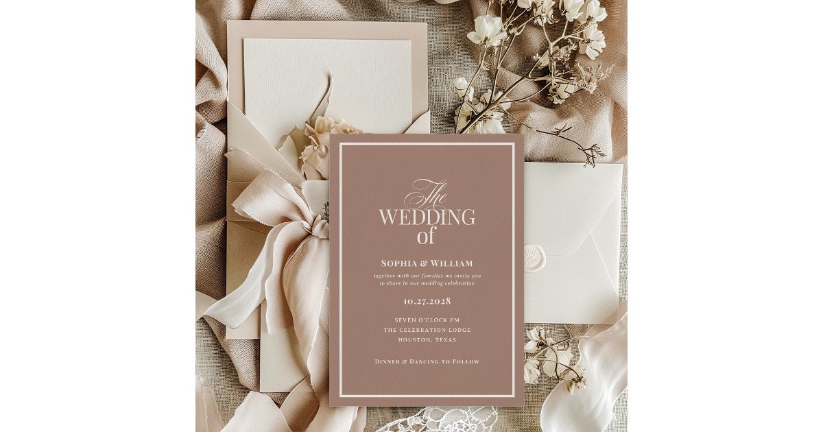 Soft Mocha Taupe | Luxe Neutral Wedding Invitation | Zazzle