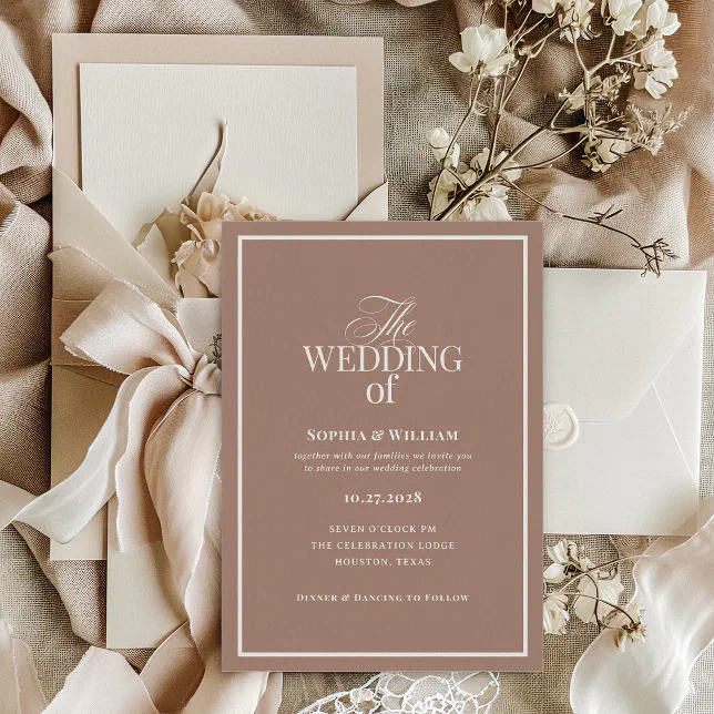 Soft Mocha Taupe | Luxe Neutral Wedding Invitation | Zazzle