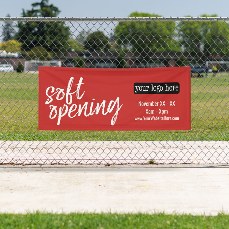 Soft Opening Advertisement - Add Logo and Details Banner | Zazzle