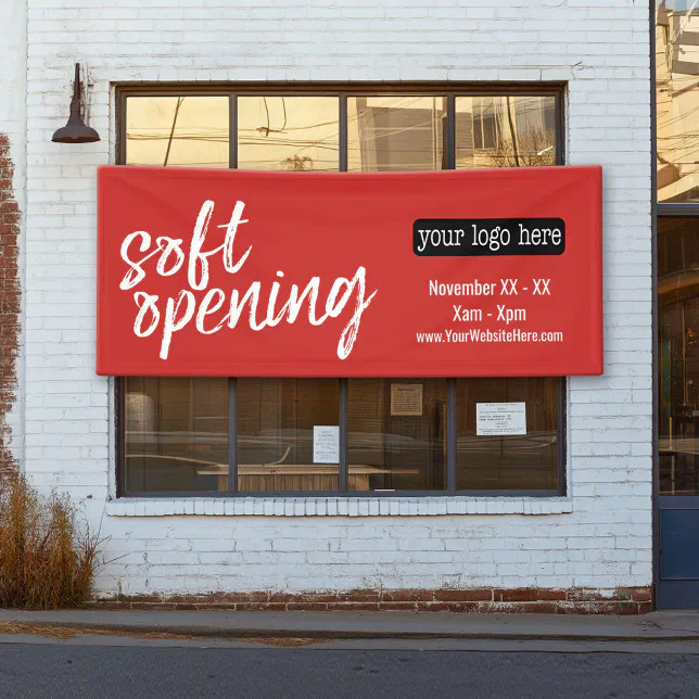 Soft Opening Advertisement - Add Logo and Details Banner | Zazzle