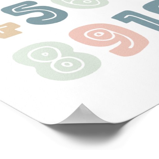 Soft Pastel Numbers - Educational Classroom Poster | Zazzle