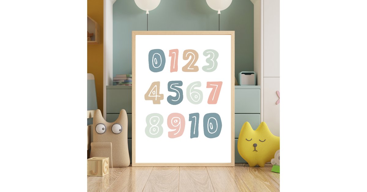 Soft Pastel Numbers - Educational Classroom Poster | Zazzle