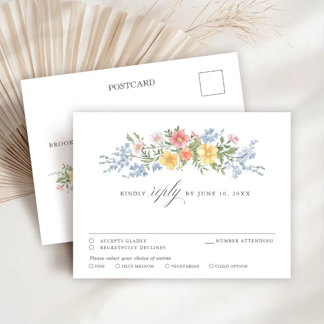 Soft Pastel Ornate Spring Garden Floral chic RSVP Postcard | Zazzle