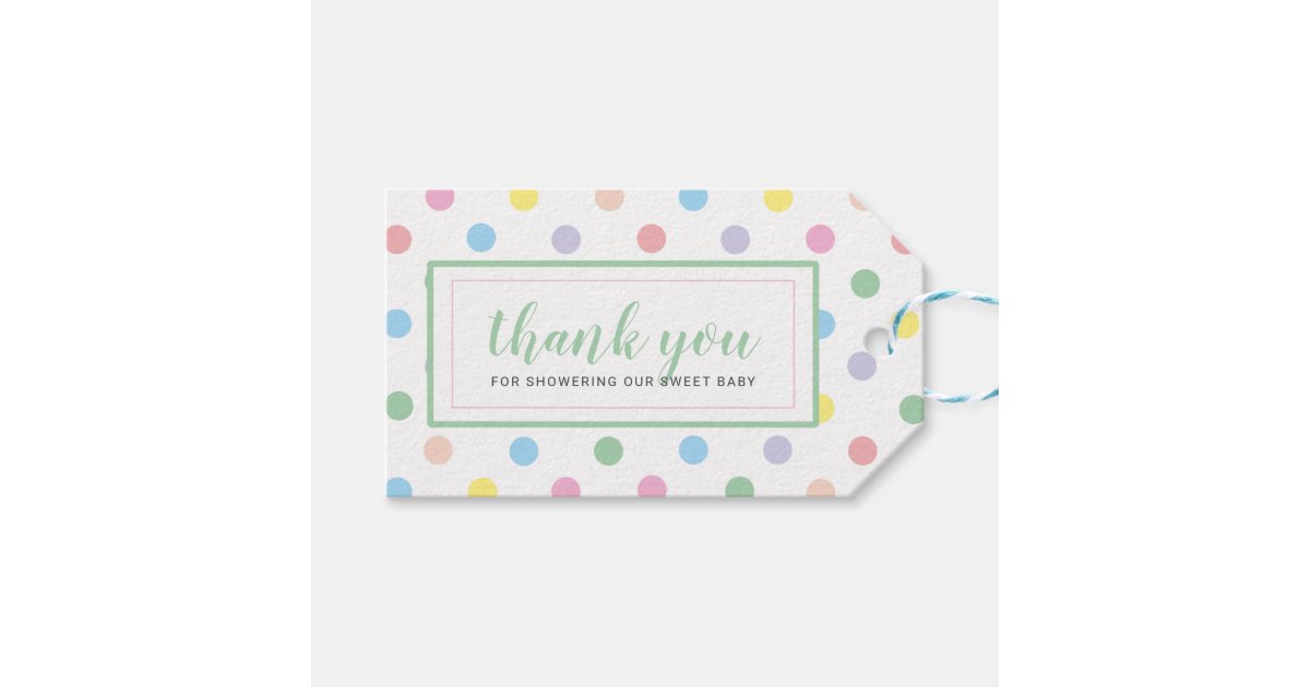 Soft Pastel Polka Dots Baby Shower Thank You Gift Tags | Zazzle