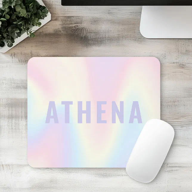 Soft pastel rainbow name trendy modern minimal mouse pad | Zazzle