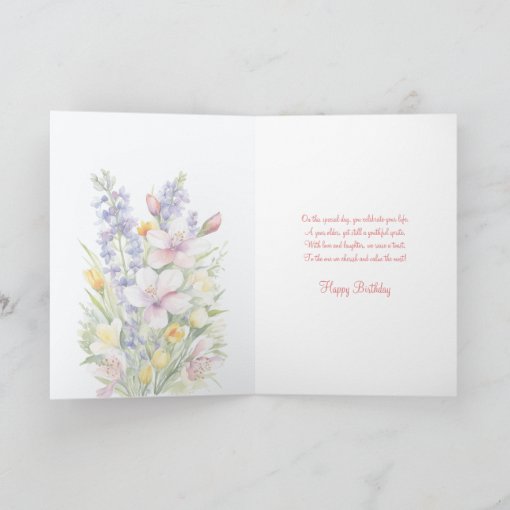 Soft Pastel Watercolor Spring Flowers Birthday Card | Zazzle