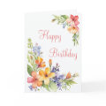 Soft Pastel Watercolor Spring Flowers Birthday Card | Zazzle