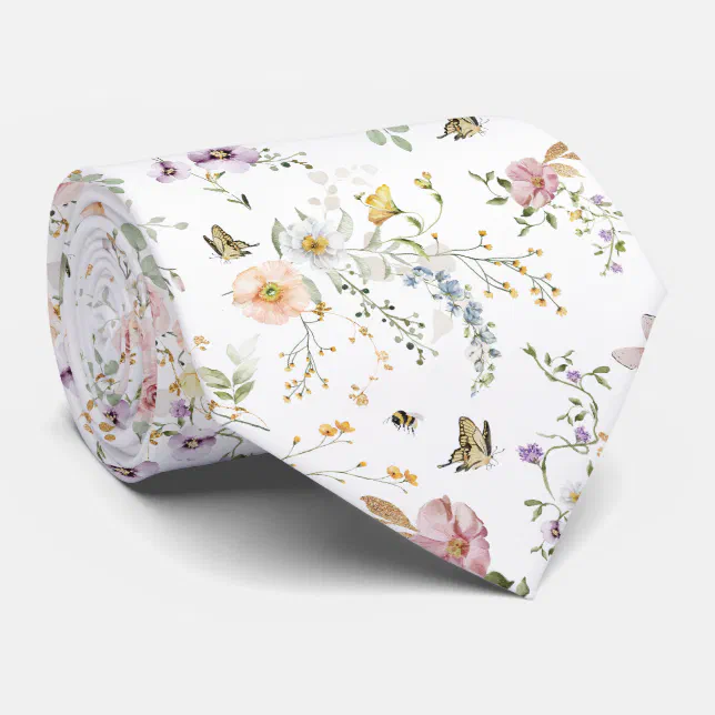 Soft Pastel Wildflowers Spring Meadow Neck Tie | Zazzle