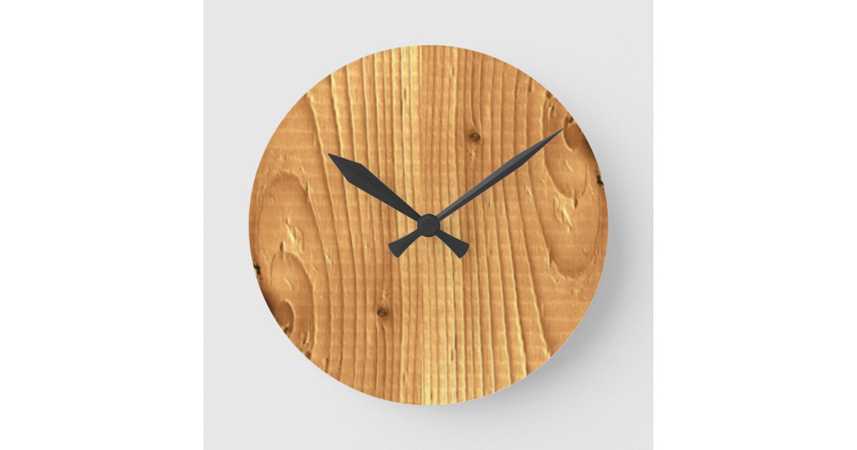 Soft Pine Classic Wood Grain Spruce Round Clock | Zazzle