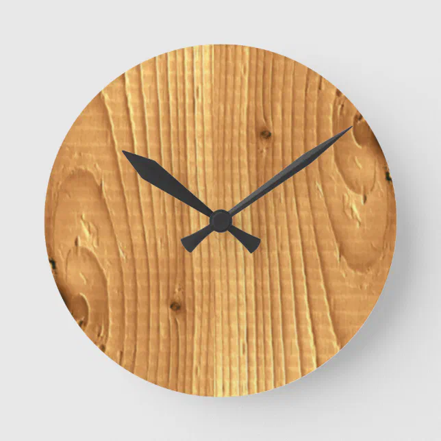 Soft Pine Classic Wood Grain Spruce Round Clock | Zazzle