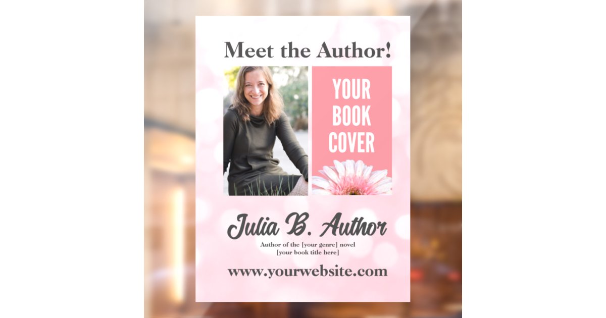Soft Pink and White Custom Author Book Signing Window Cling | Zazzle