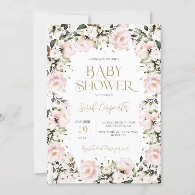 Soft Pink Baby Shower Invitation | Zazzle