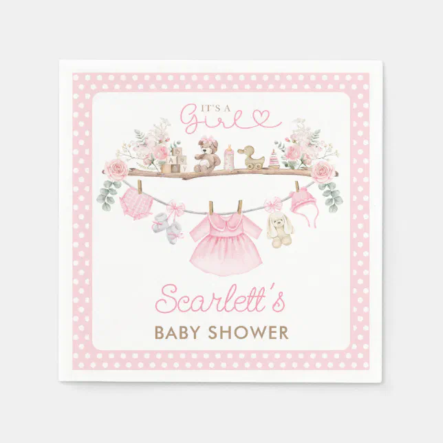 Soft Pink Floral Baby Girl Clothes Boho Nursery Napkins | Zazzle
