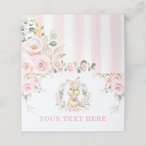 Soft Pink Floral Bunny Rabbit Baby Girl Food Tents Place Card | Zazzle