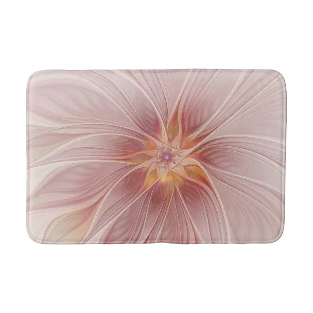 Soft Pink Floral Dream Abstract Fractal Art Flower Bath Mat | Zazzle