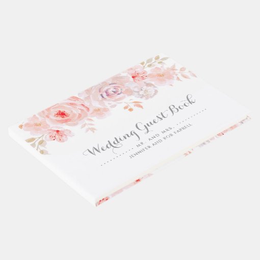 Soft Pink Floral Wedding Guest Book | Zazzle