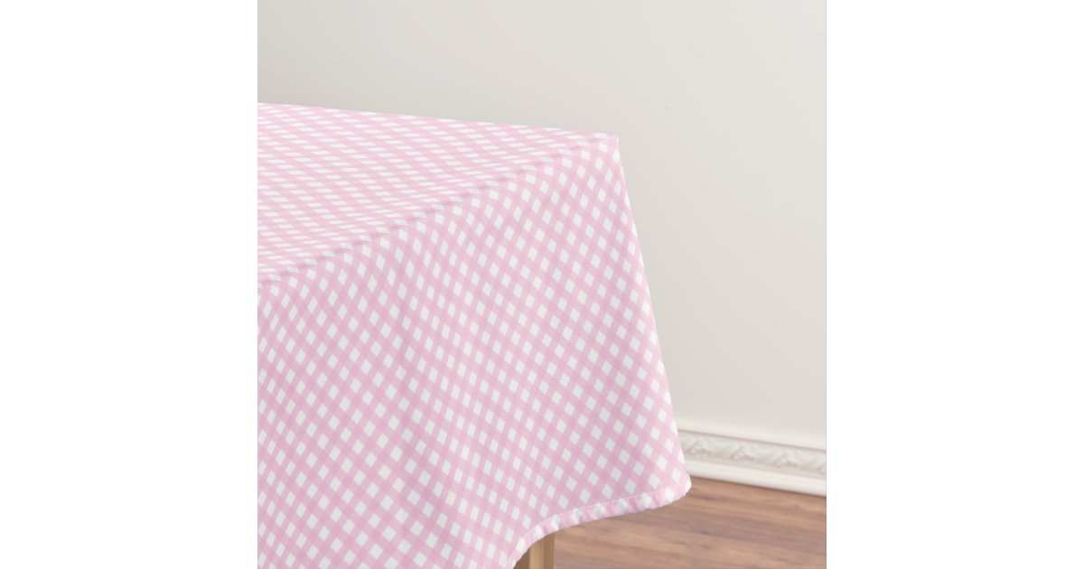 Soft Pink Gingham Pattern Tablecloth | Zazzle