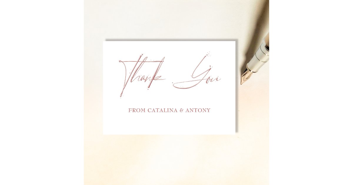 Soft Pink Minimalist Handwritten Thank You Card | Zazzle