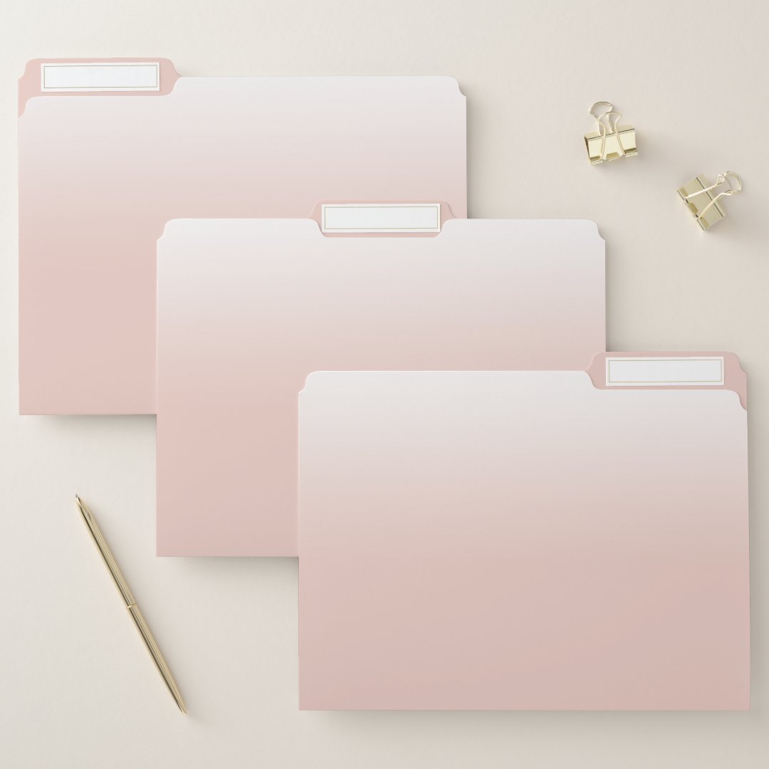 Soft Pink Ombre Office File Folders | Zazzle
