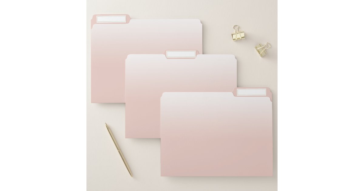 Soft Pink Ombre Office File Folders | Zazzle