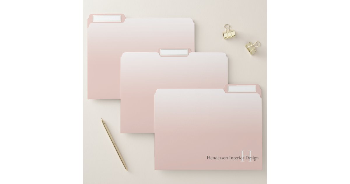 Soft Pink Ombre Personalized Office File Folders | Zazzle