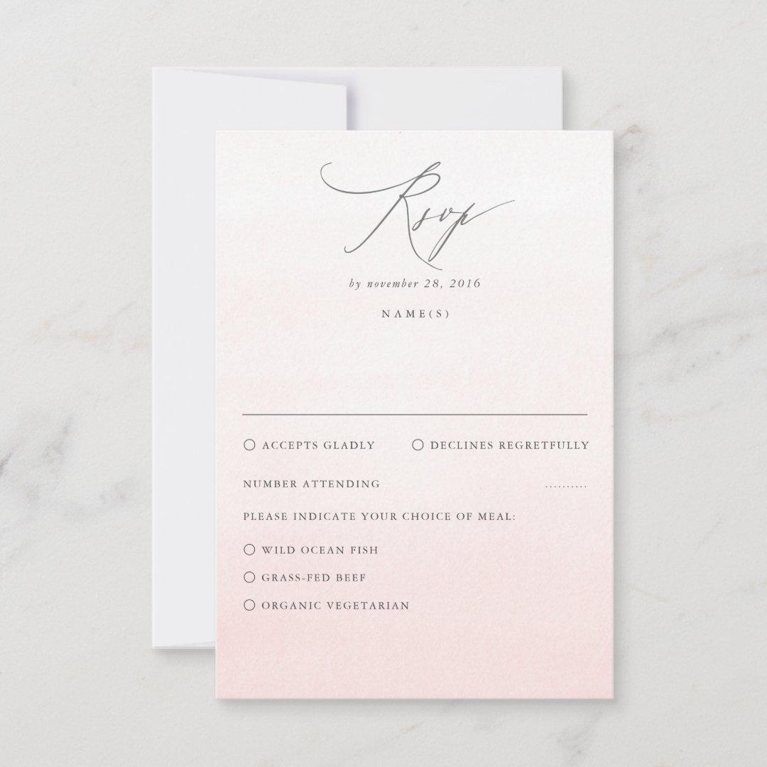 Soft Pink Shades Ombre Gradient Wedding RSVP | Zazzle