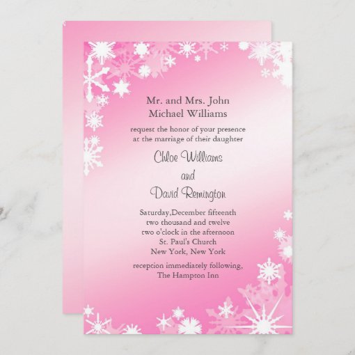 Soft Pink Snowflakes Wedding Invitation | Zazzle