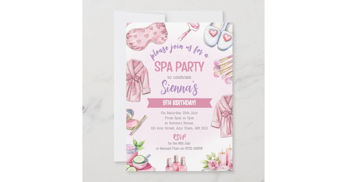 Soft Pink Spa Party Invitation - Relax & Pamper | Zazzle