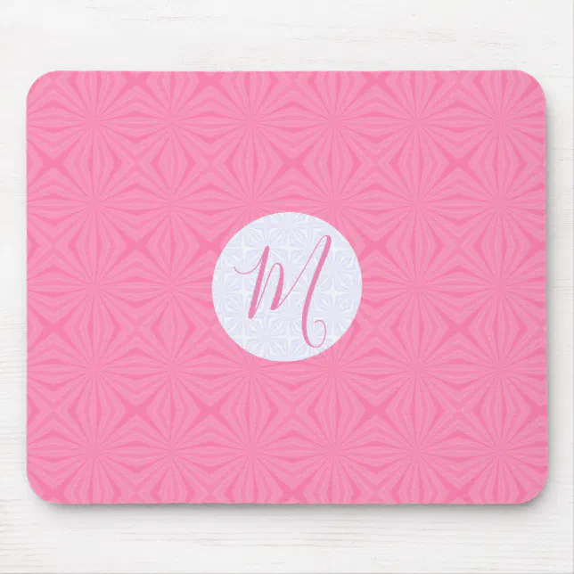 Soft Pink Squiggly Squares Personalized Initial Mouse Pad | Zazzle