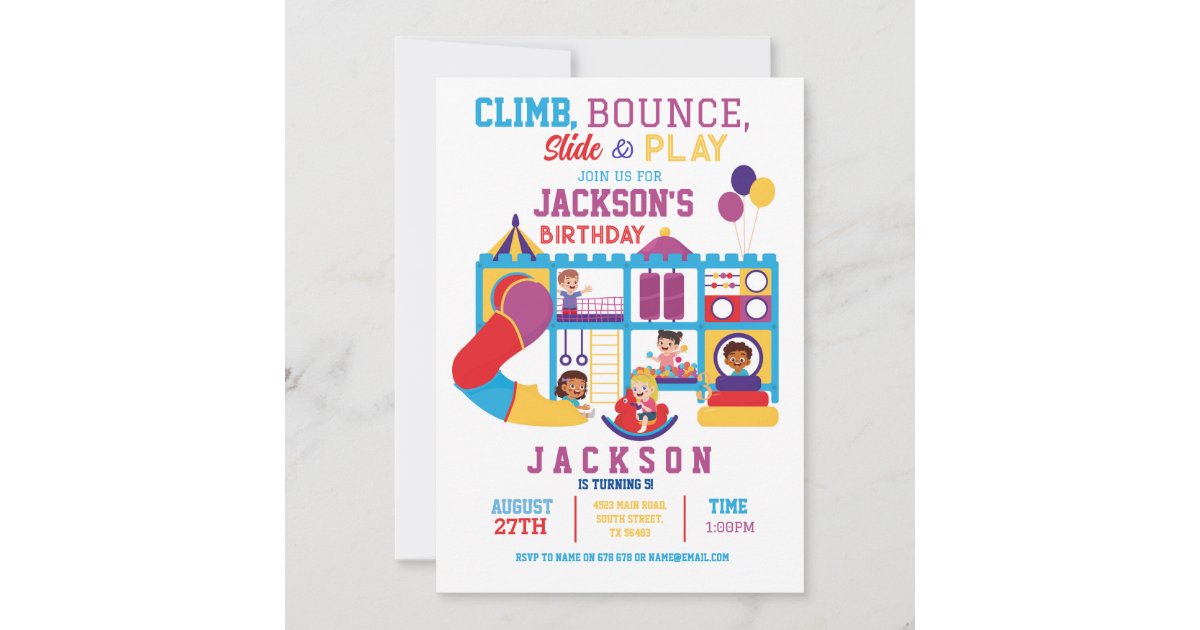 Soft Play Bounce Birthday Party Invitation | Zazzle