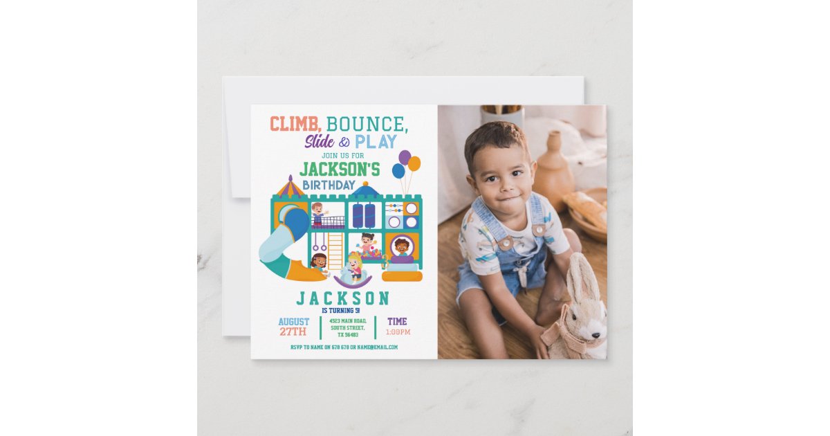 Soft Play Bounce Birthday Party Photo Invitation | Zazzle