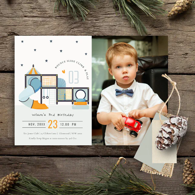 Soft Play Centre Jungle Gym Kids Photo Birthday Invitation | Zazzle