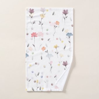 Soft Pretty Watercolor Flower Pattern White Bath Towel Set | Zazzle