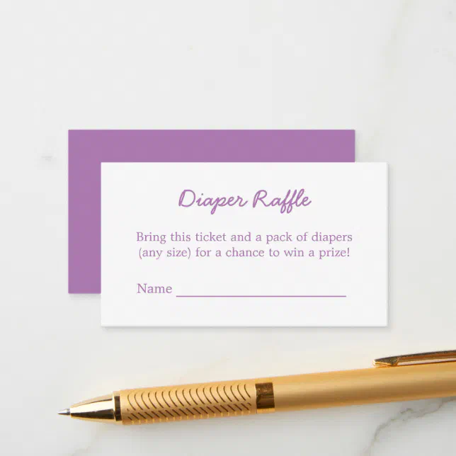 Soft Purple Diaper Raffle Minimalist Enclosure Card | Zazzle