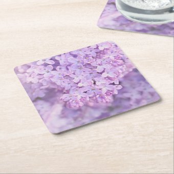 Soft Purple French Lilacs Square Paper Coaster | Zazzle