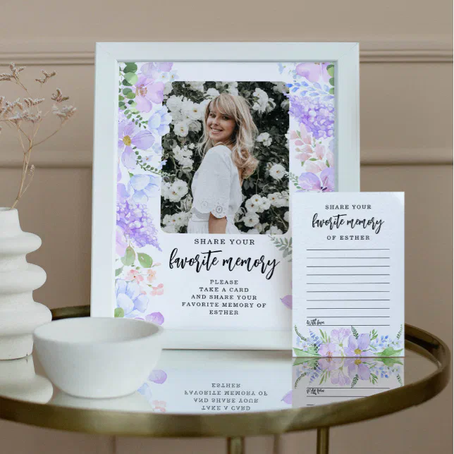 Soft Purple Petals Share Your Favorite Memory Post Poster | Zazzle