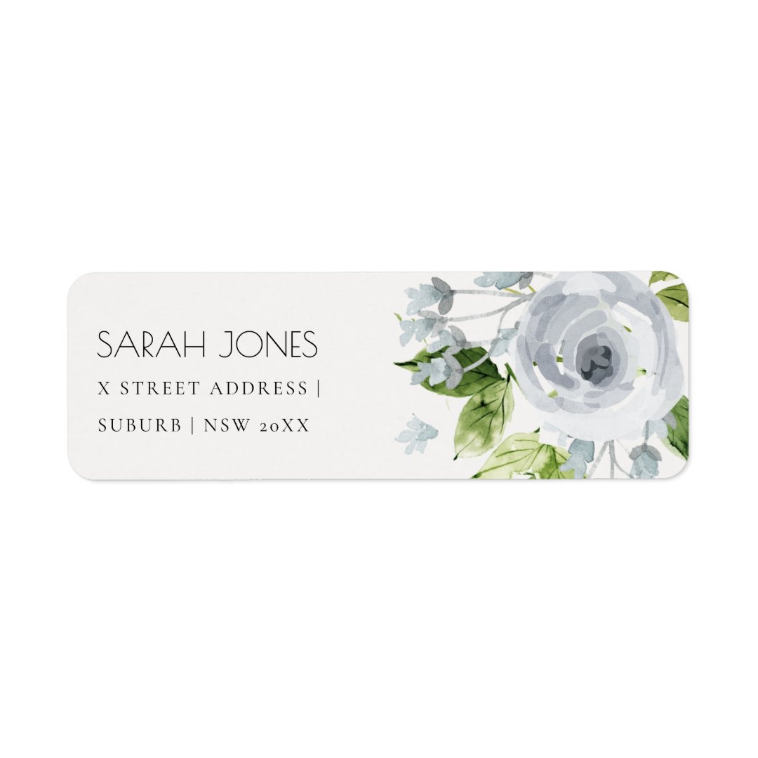 SOFT ROMANTIC AQUA BLUE WATERCOLOR FLORAL ADDRESS LABEL | Zazzle